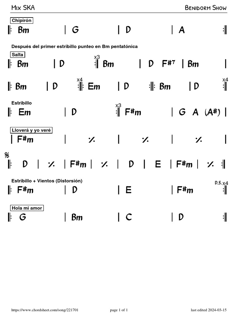 Mix Ska Benidorm Show Chart | PDF