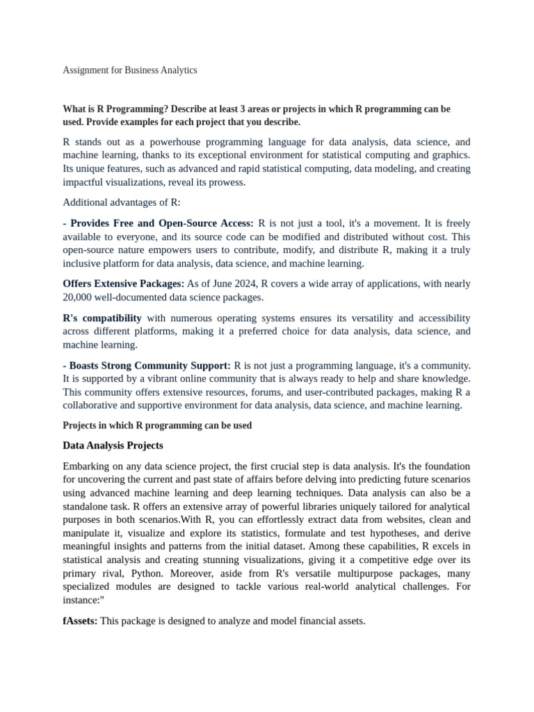 Assignment of Business Analytics | PDF Assignment of Business Analytics | PDF