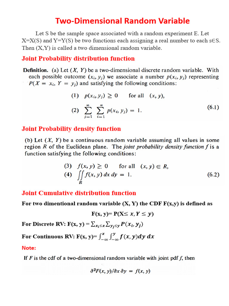 Two-Dimensional Random Variables | PDF