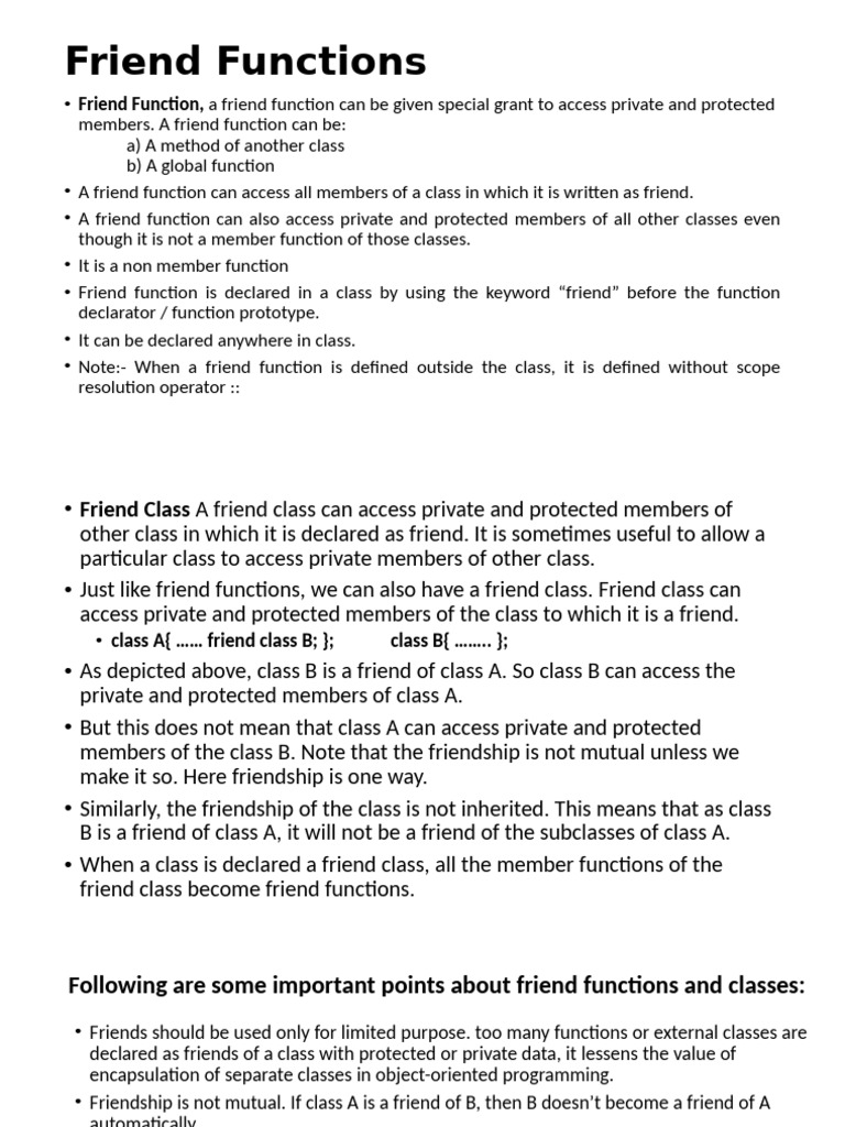 OOP_Lecture_Friend Functions and Friend Classes | PDF