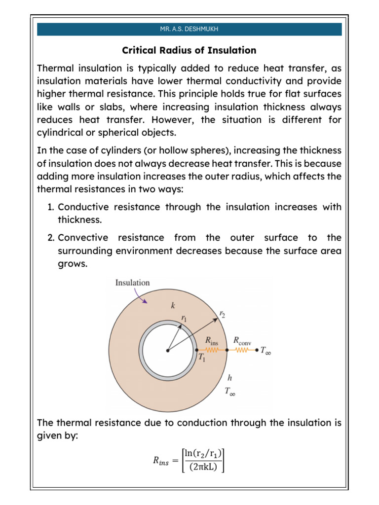 Critical Radius of Insulation | PDF