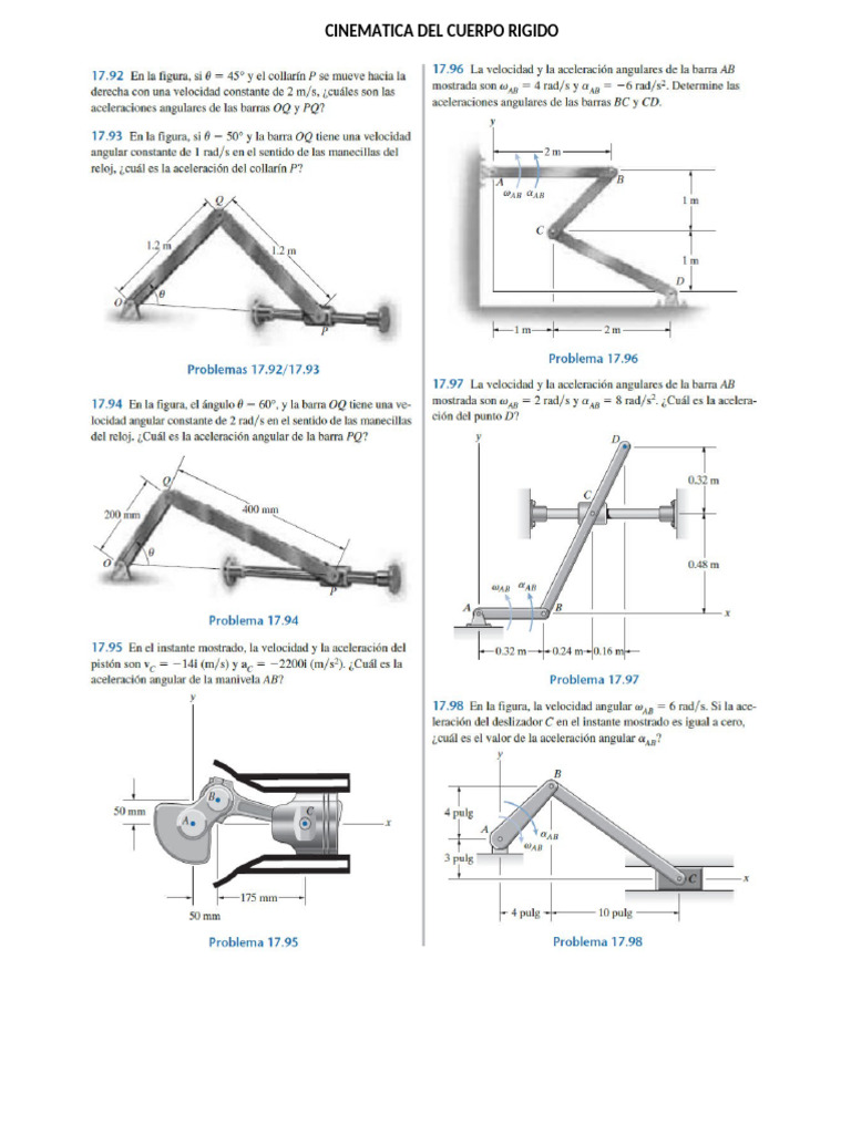 Ejercicios Cinematica Del Cuerpo Rigido 2 | PDF