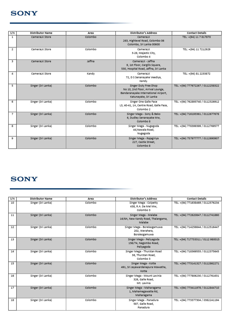 SONY-Authorized-Retail-Shop-Sri-Lanka | PDF