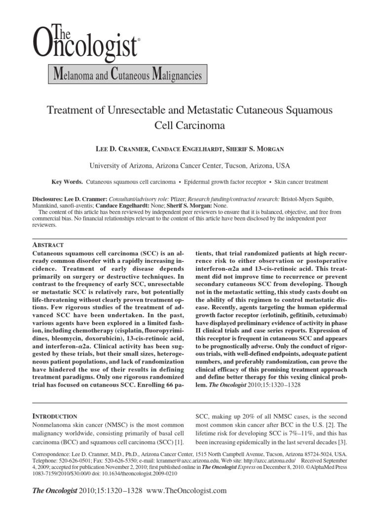 Treatment of Unresectable and Metastatic Cutaneous Squamous Cell Carcinoma | PDF