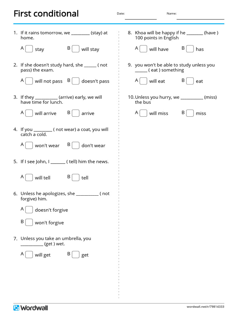 First Conditional Quiz | PDF | Language Arts & Discipline