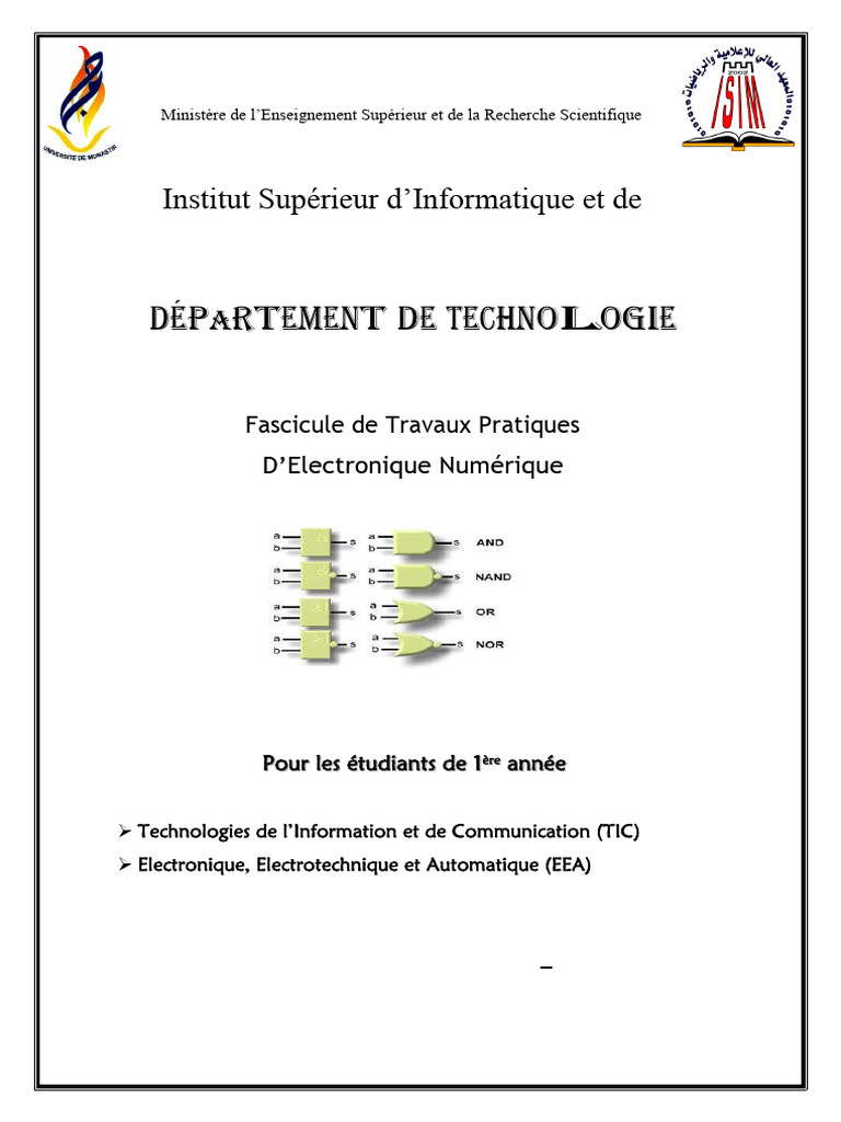 Fasc. TP Electronique Numérique EEA1 Et TIC S1 24 25 | PDF
