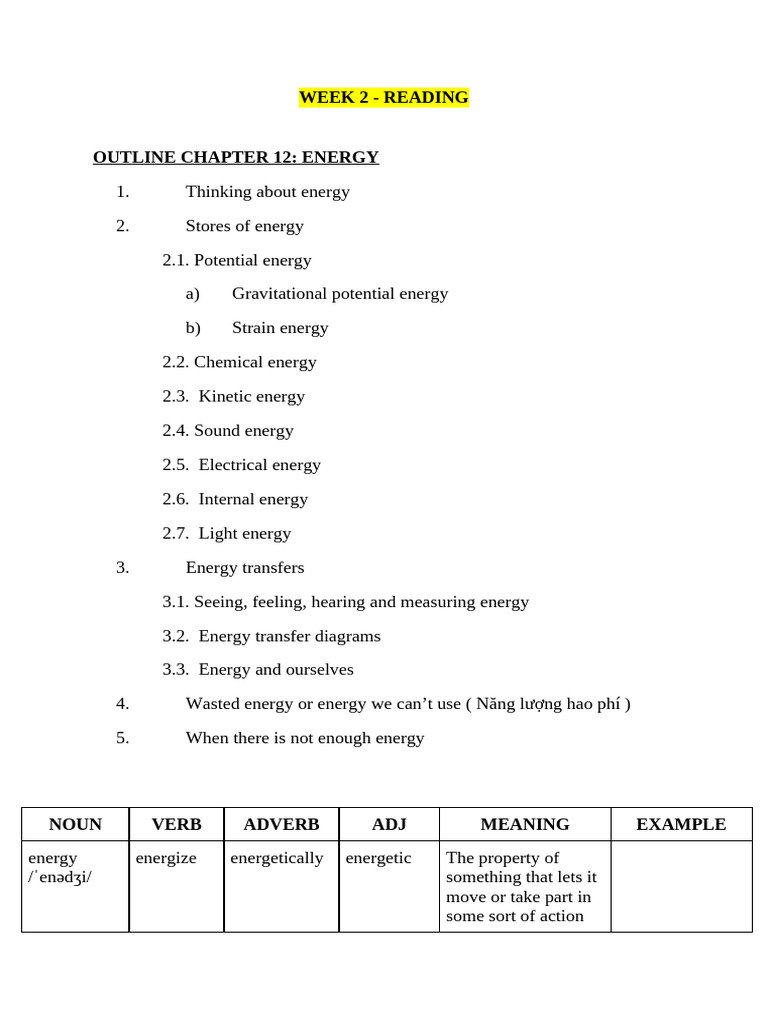 Week 2 - Reading - Energy | PDF