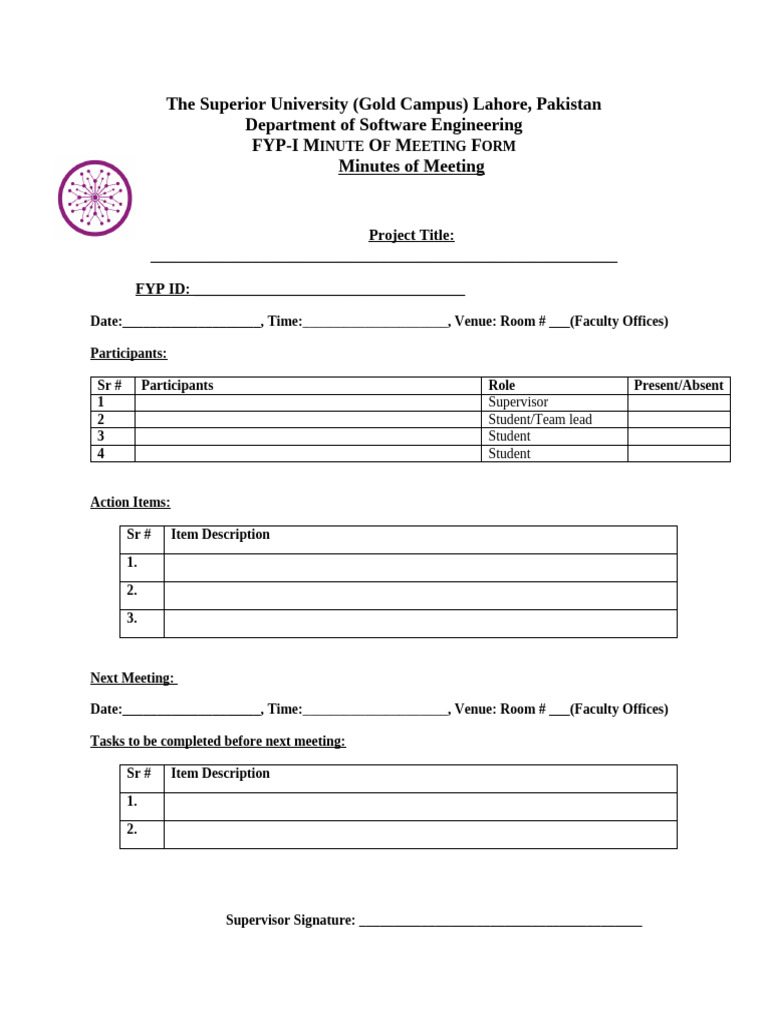 Minutes of Meeting Form | PDF