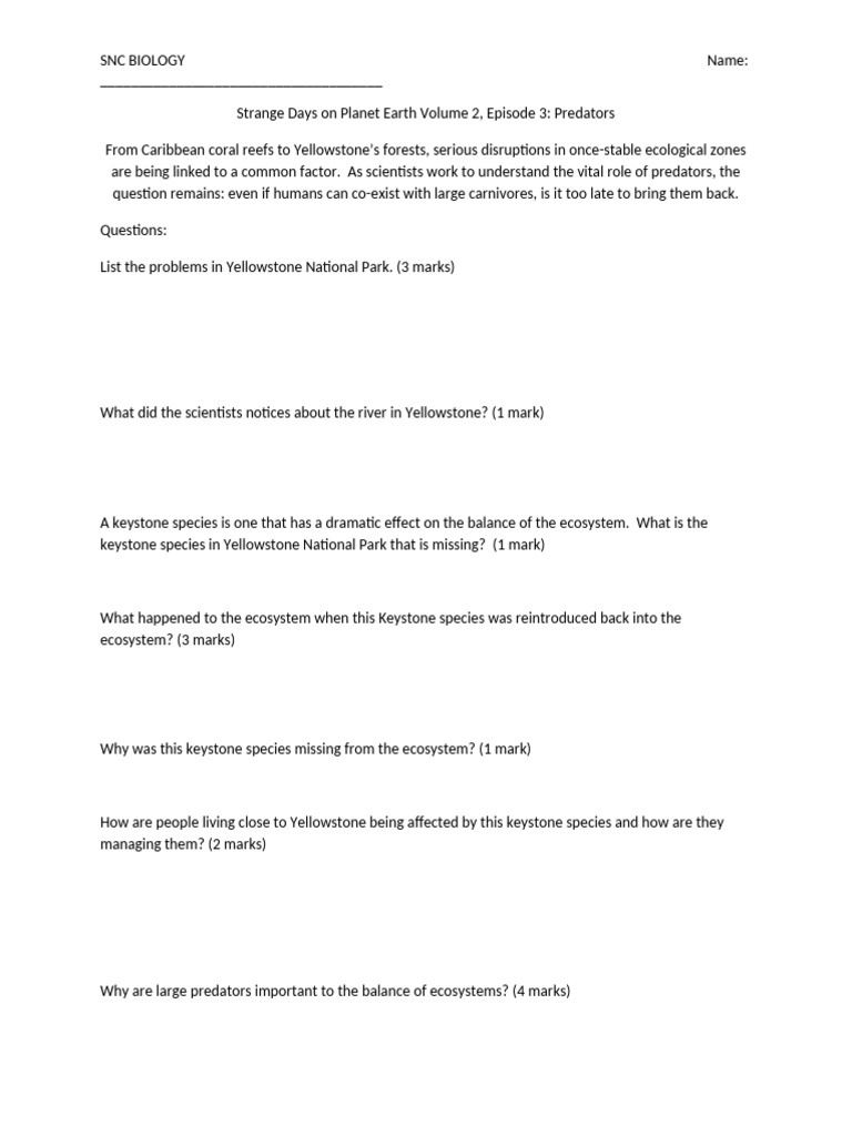 Strange Days On Planet Earth Questions | PDF