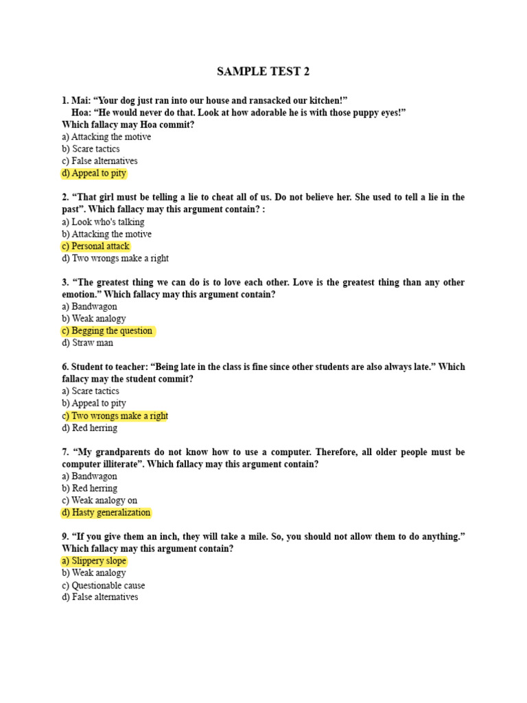 Sample Test 2 | PDF