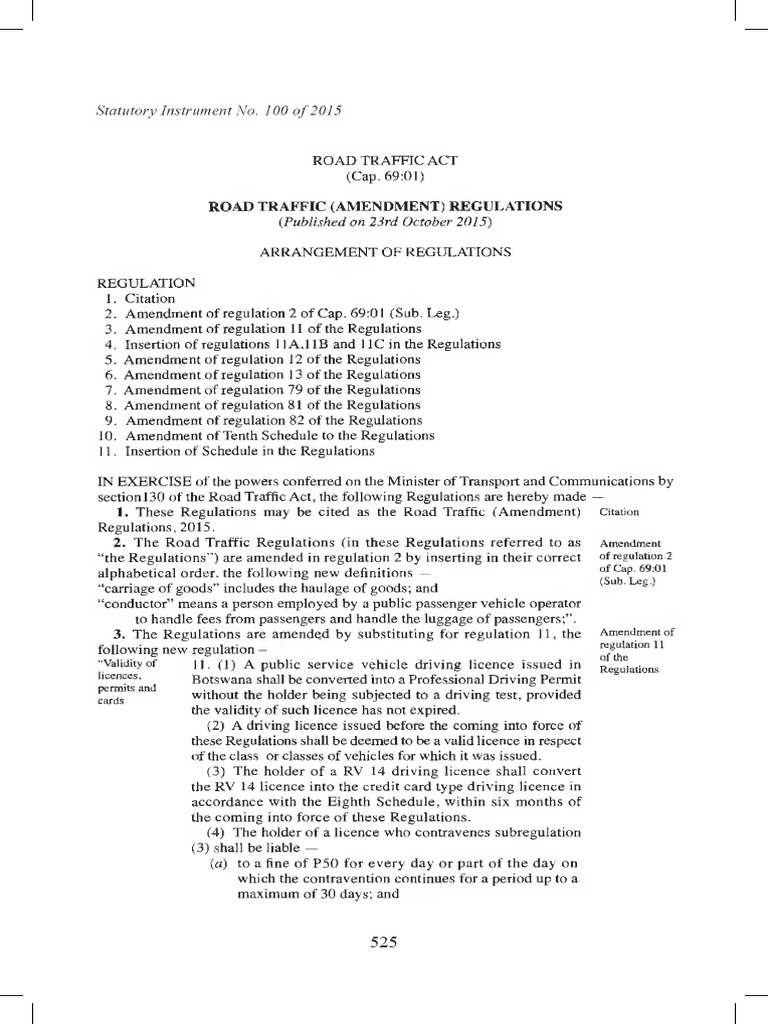 Statutory Instrument No. 100 of 2015 | PDF