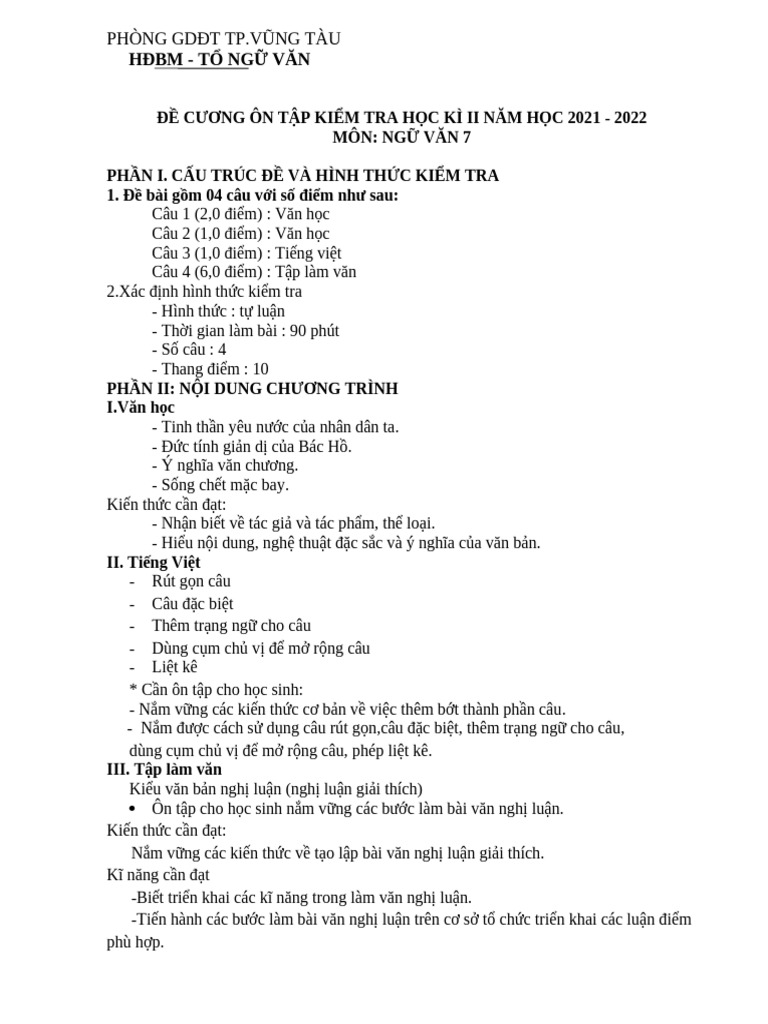 7 - MaTran - NguVan7 - HKII 2021-2022 | PDF