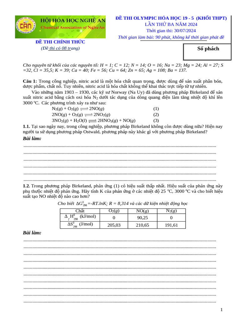 Dethi - Dapan - Olympic 19.5.2024THPT Vong 2 | PDF