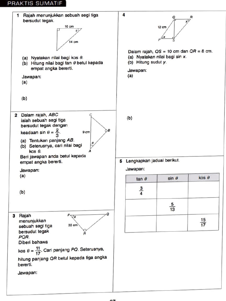 Ulangkaji Nisbah Trigonometri - MM T3 | PDF