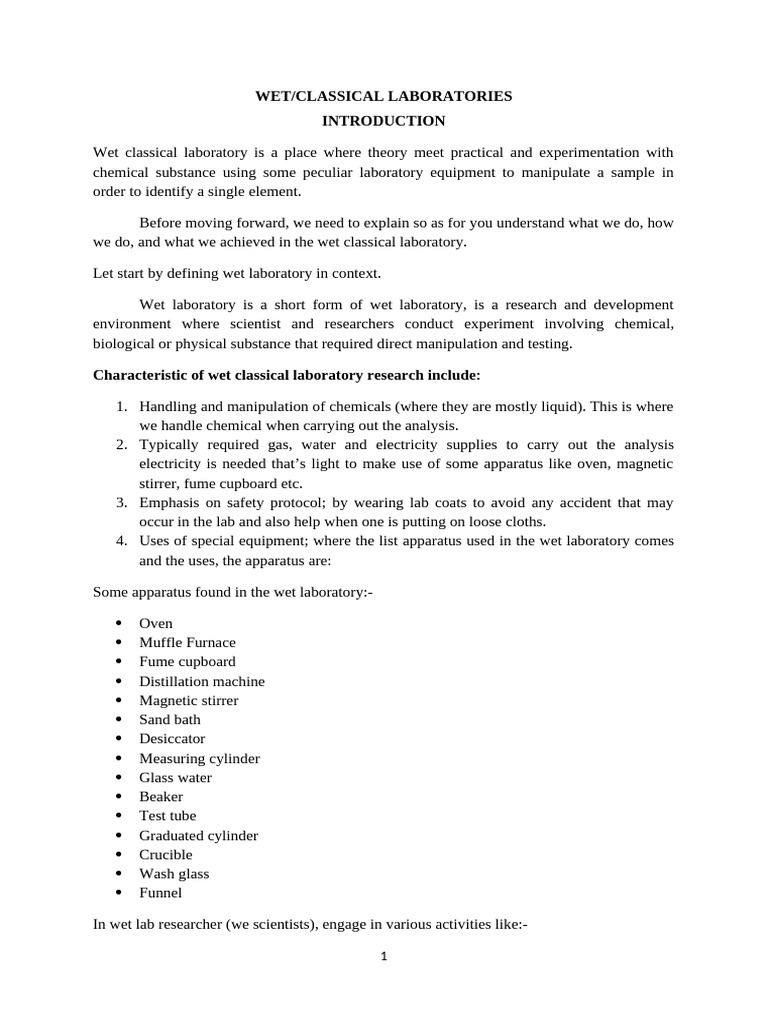 Wet Lab Work | PDF