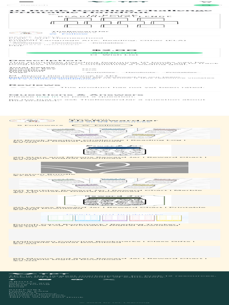 10 Book Reading Challenge Printable Handout by TheRewardJar TPT | PDF