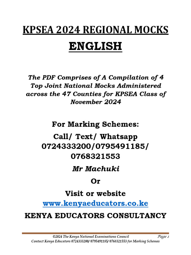 Kpsea Eng 2024 Regional Mocks | PDF
