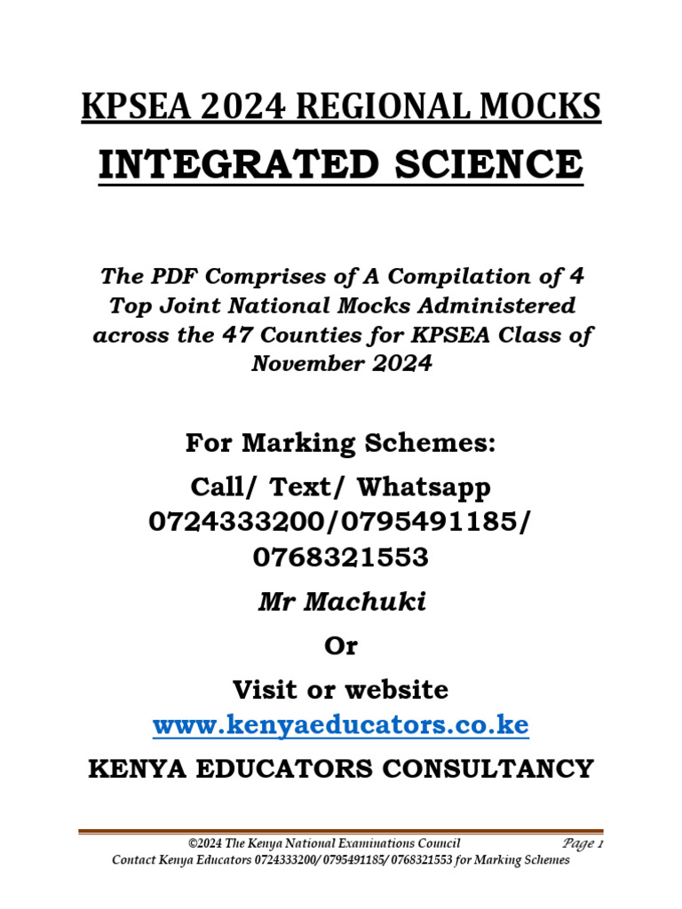 Kpsea Int Sci 2024 Regional Mocks | PDF