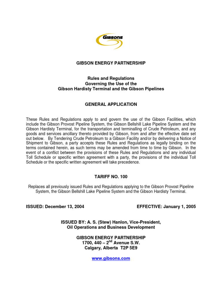 Gibson Energy Terminal Regulations | PDF | Indemnity | Finance & Money ...