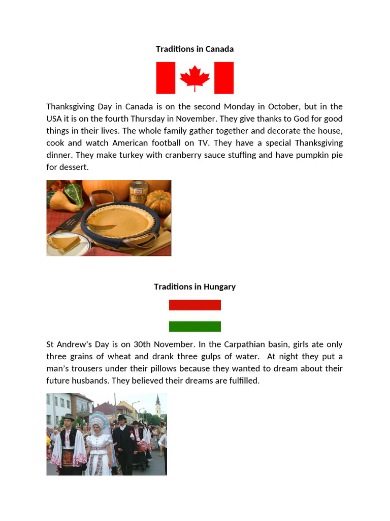 Traditions in Canada | PDF