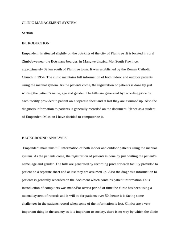 Clinic Management System | PDF | Feasibility Study | Medical Record