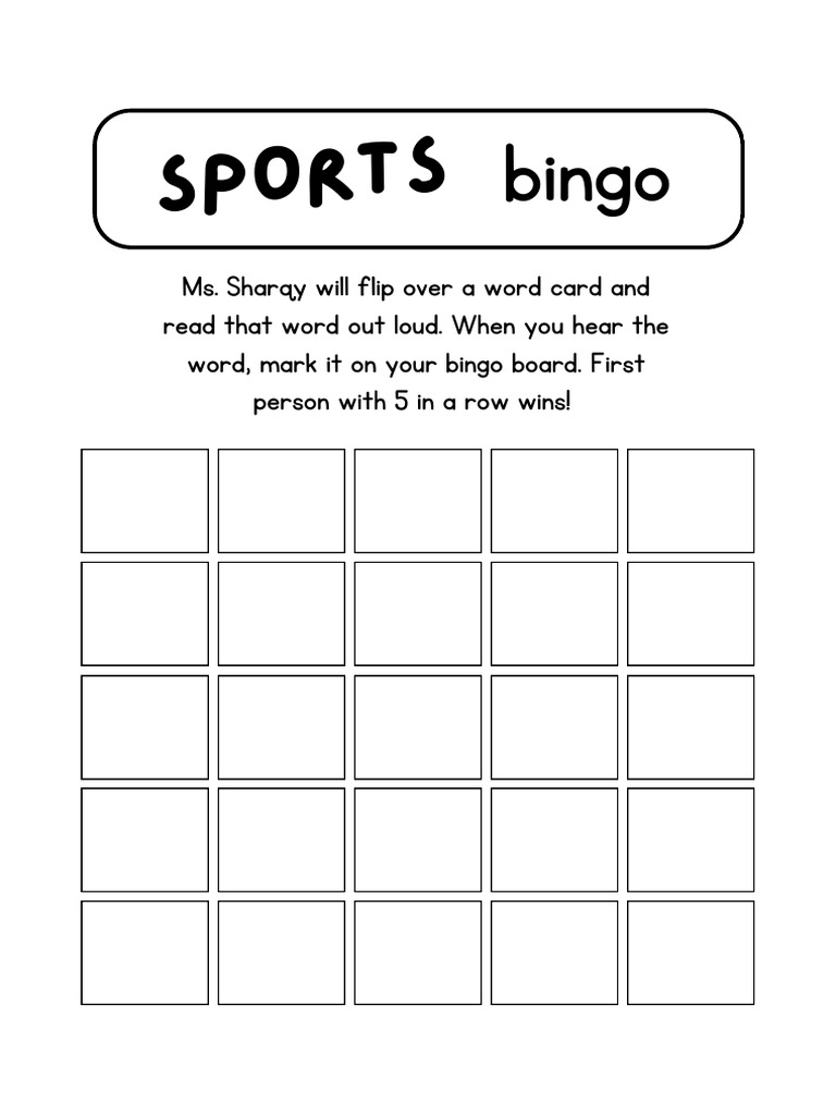 Bingo Worksheet | PDF