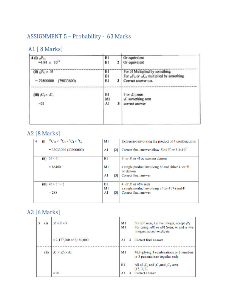 Permutation and Combination-Assignment - 6 SOLUTIONS | PDF