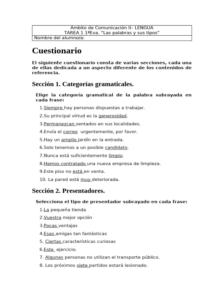 Tarea 1 - 1 Eval - Lengua II | PDF