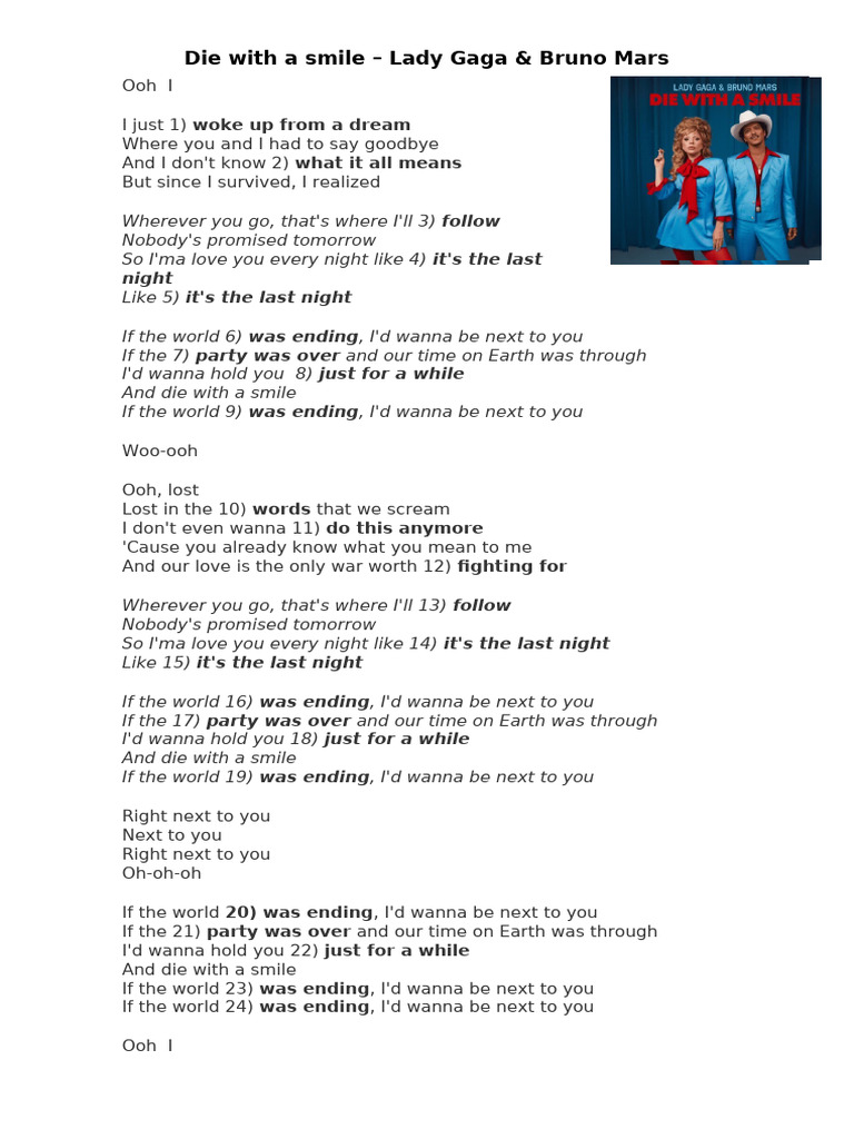 Die With A Smile Lyrics | PDF