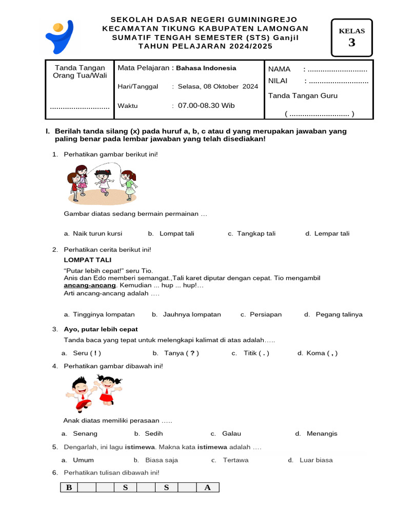 STS 1 B.Indonesia Kelas III 2024,2025 | PDF