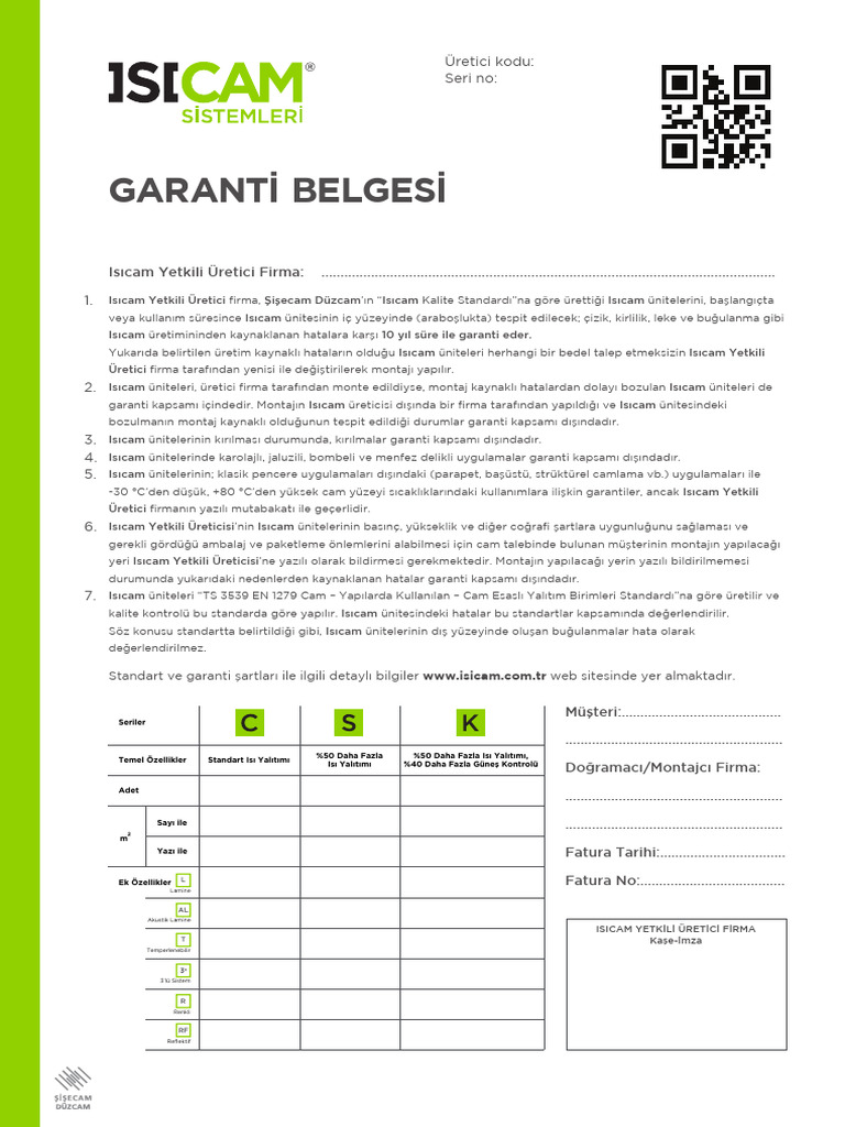Isicam Sistemleri Garanti Belgesi | PDF