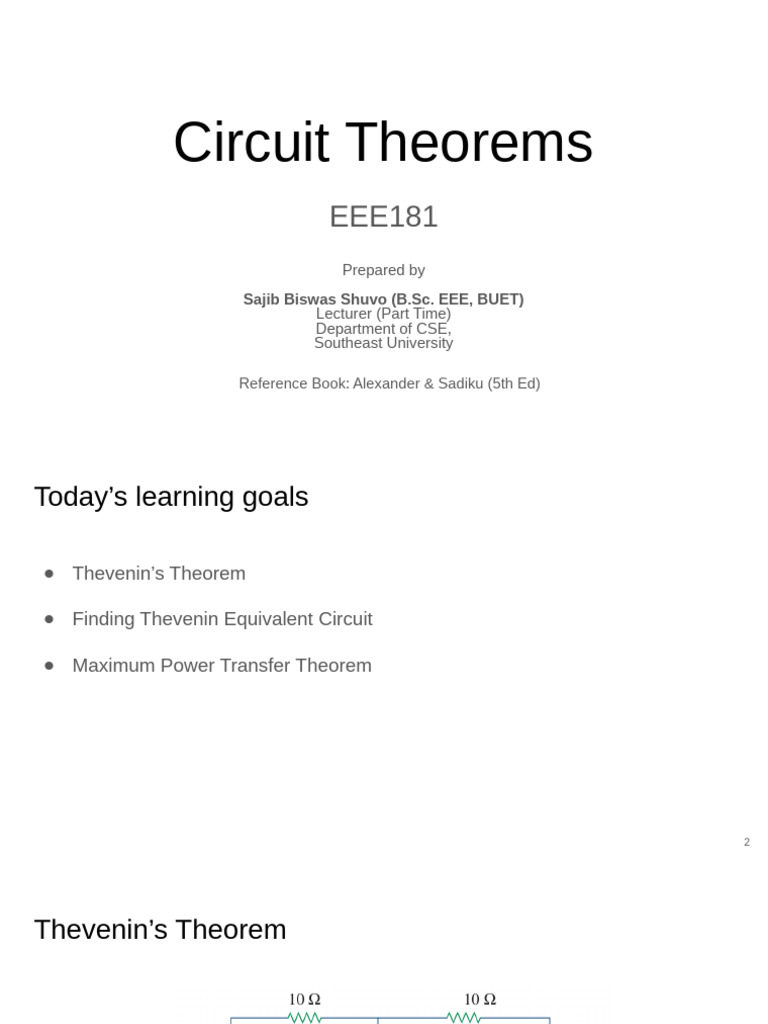 Circuit Theorems 2 | PDF