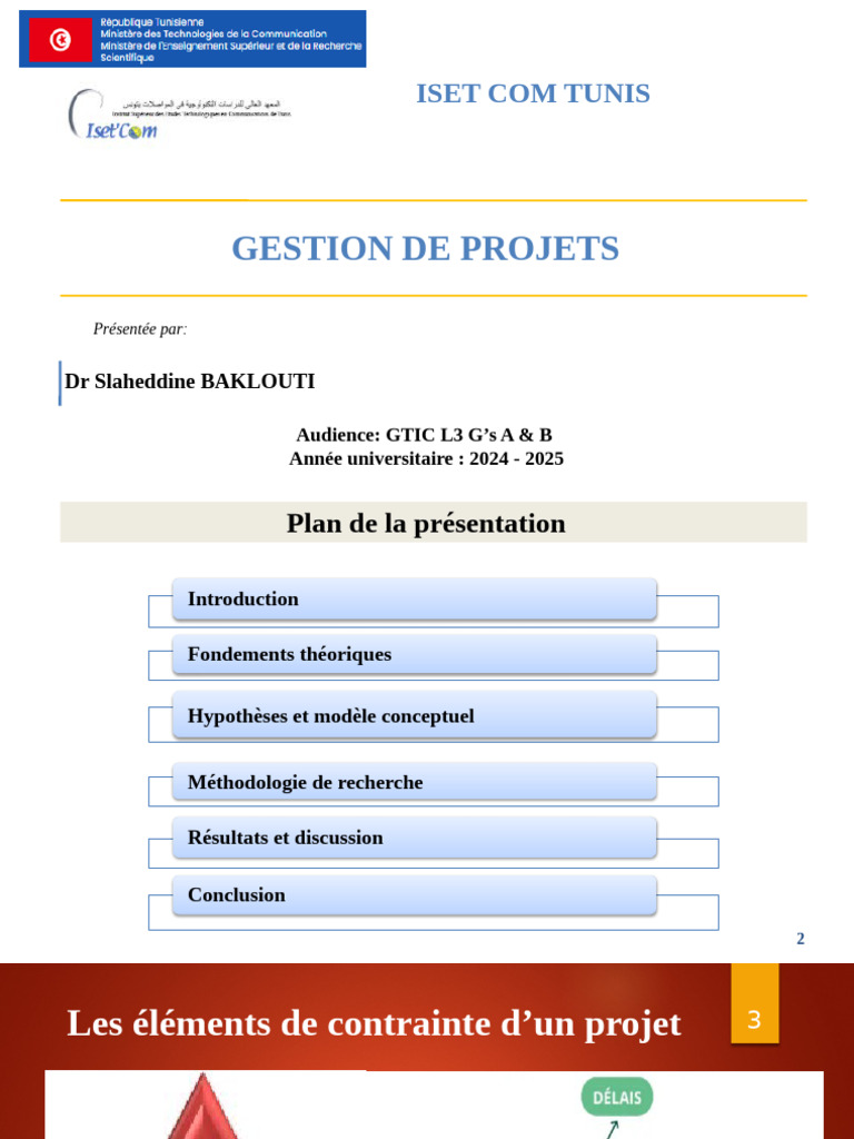 Gestion de Projets - Iset Com Gtic l3 2024 2025 - Octobre 2024 | PDF