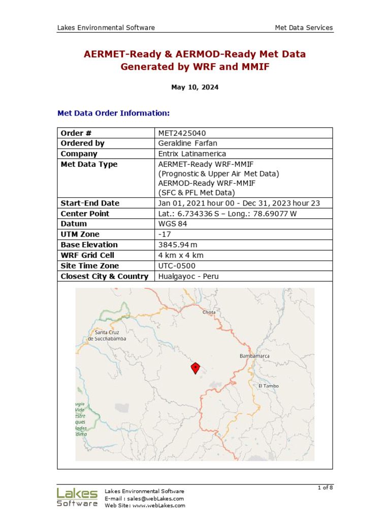 AERMET MET2425040 Hualgayoc Peru 2021 2023 | PDF