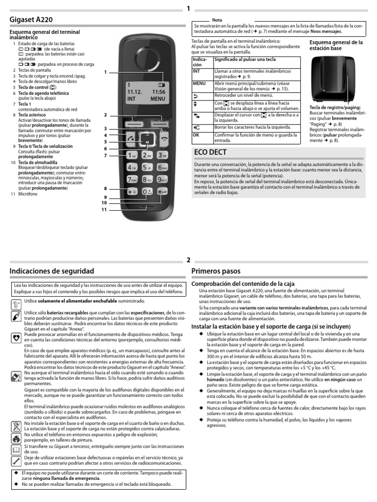 Manual Gigaset A220 | PDF