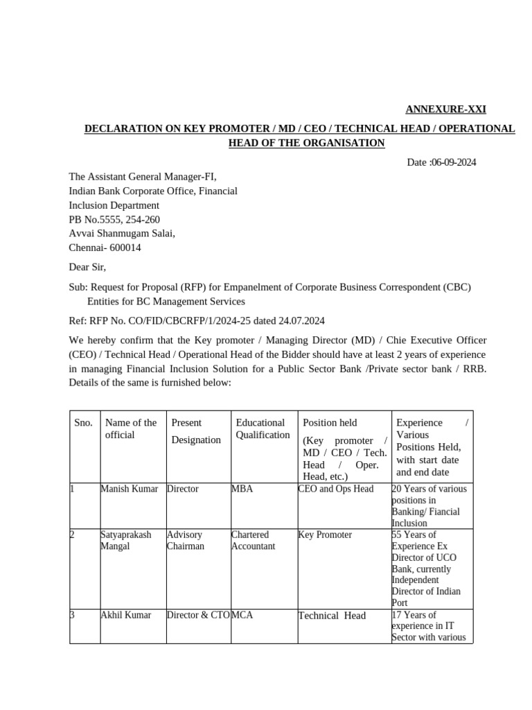 indian bank annexure 21 | PDF