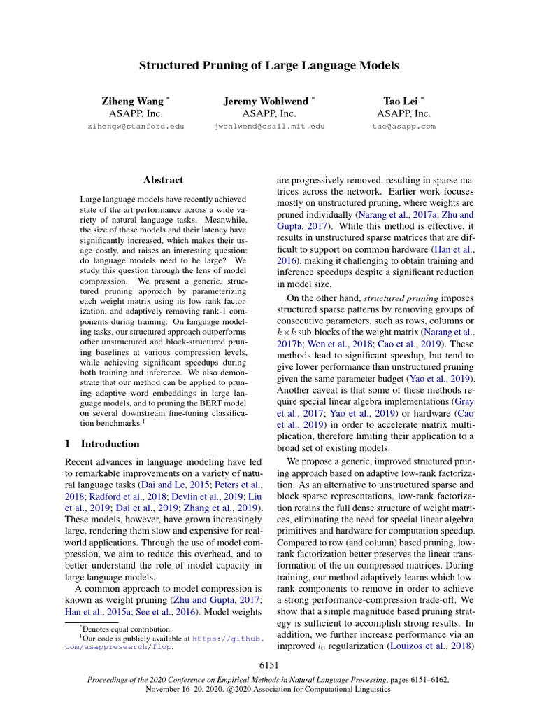 Structured Pruning of LLMs | PDF