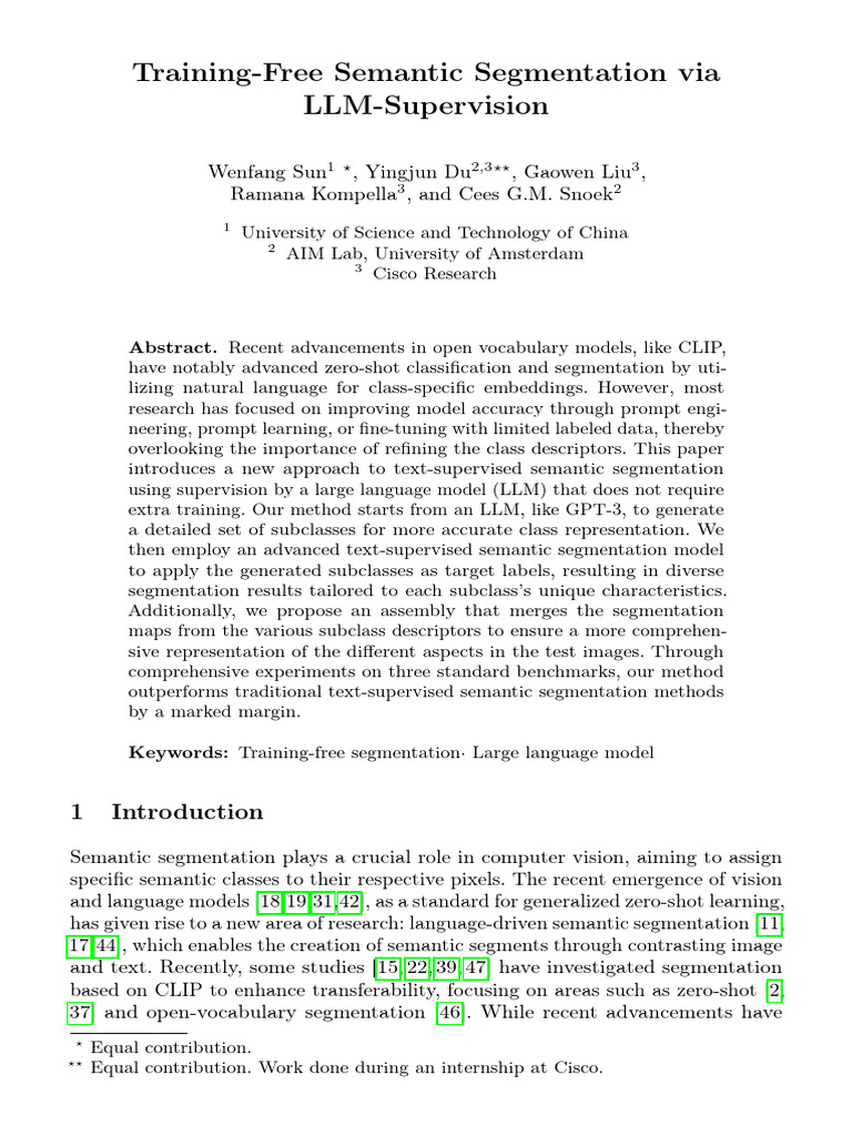 Training-Free Semantic Segmentation Via LLM-Supervision | PDF