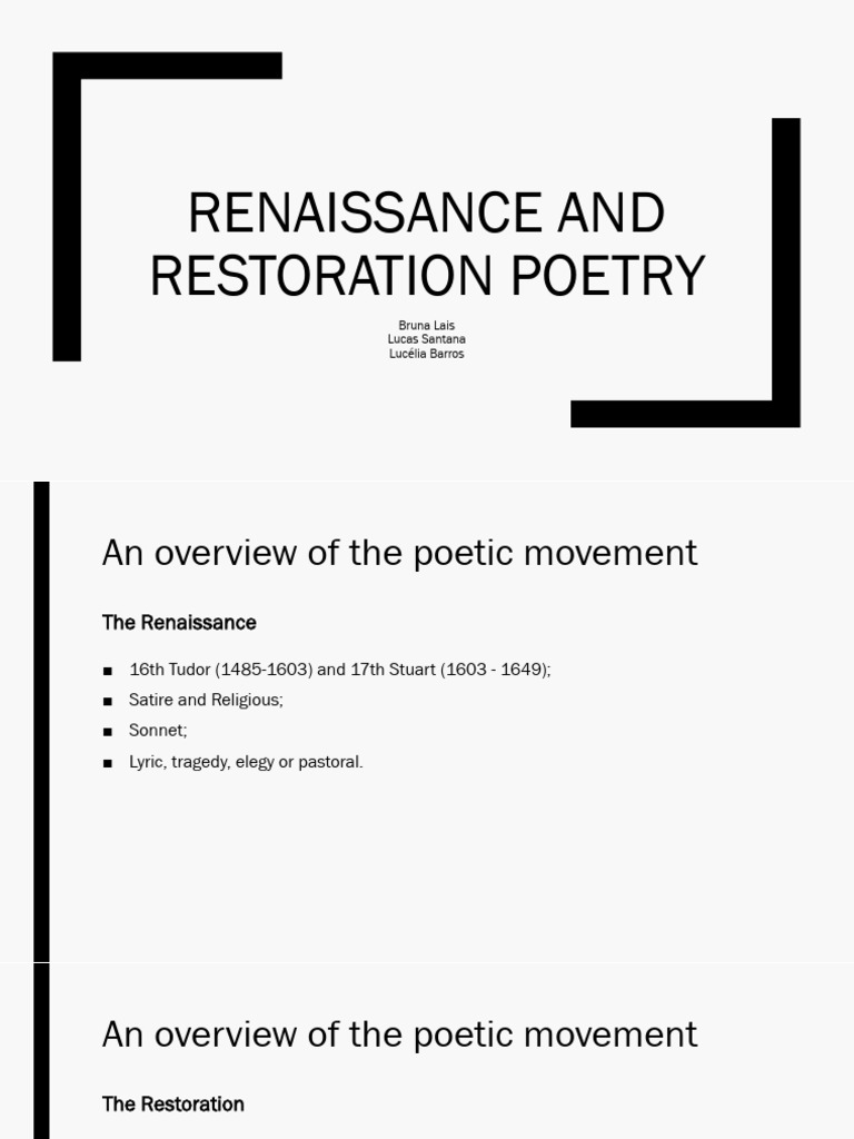 Renaissance and Restoration Poetry | PDF