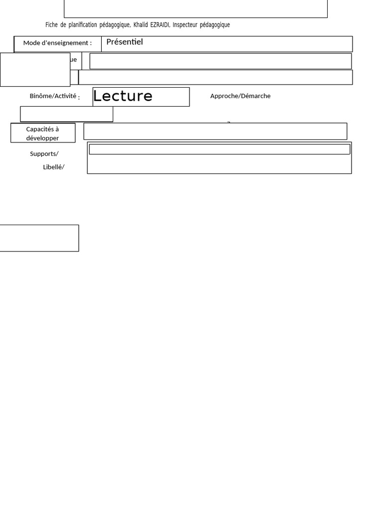 Fiche de Planification Pédagogique Collège | PDF