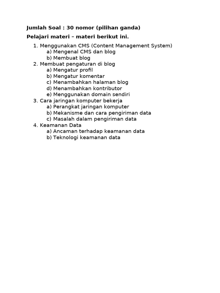 Kisi - Kisi Informatika Kelas VIII | PDF