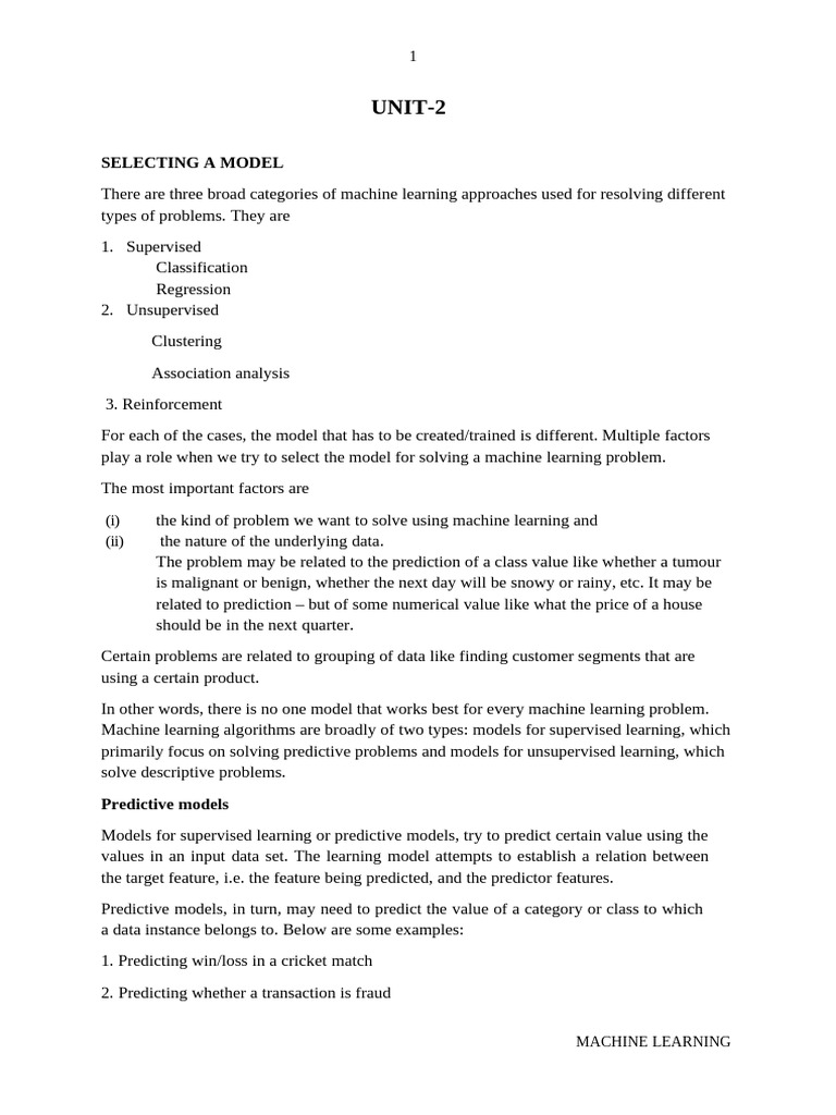 ML unit 2 | PDF