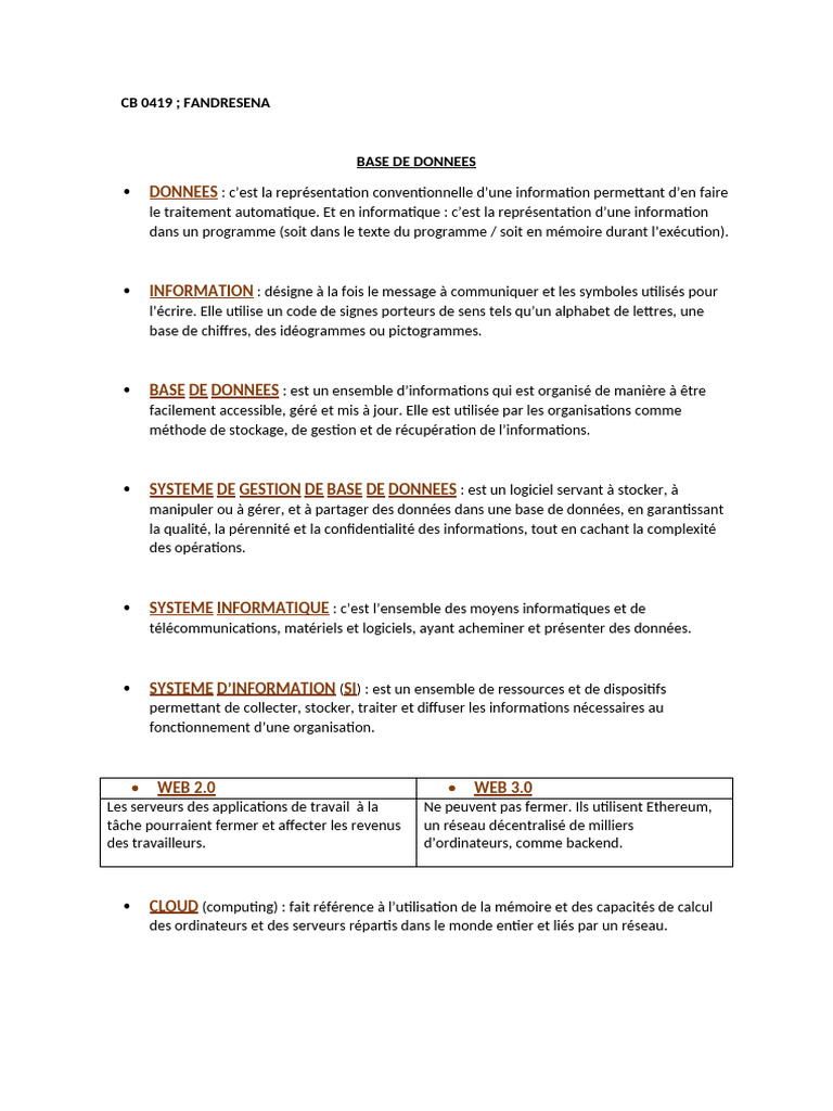 Donnees: CB 0419 Fandresena | PDF