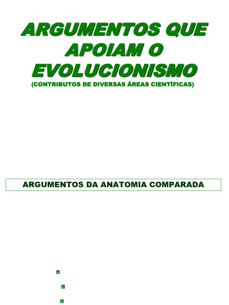B11 - PPT9 - Argumentos Do Evolucionismo | PDF