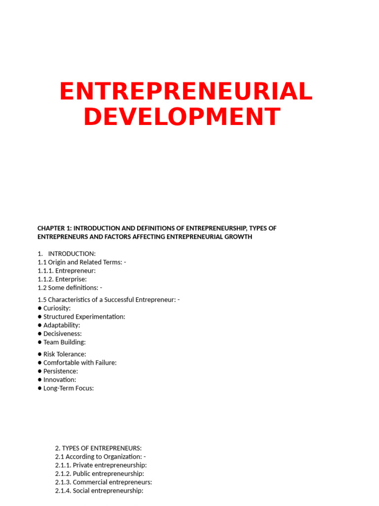 Entrepreneurial Development | PDF