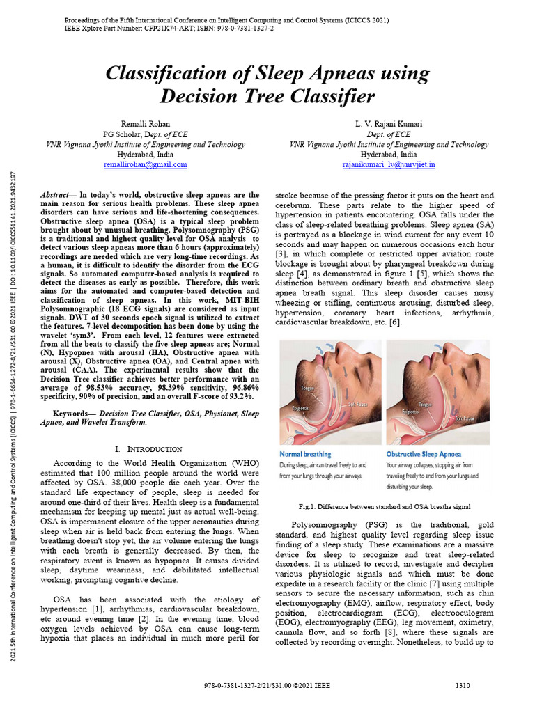 (Done) Classification of Sleep Apneas Using Decision Tree Classifier | PDF