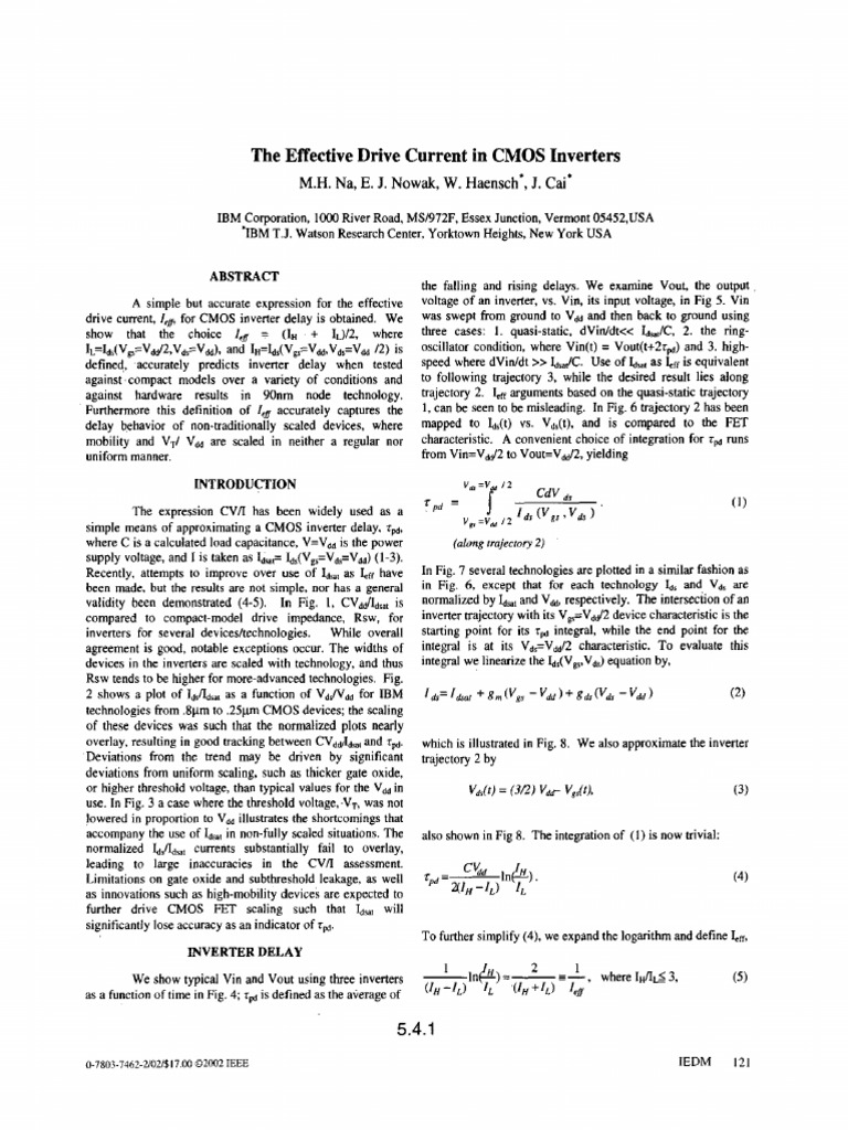 The Effective Drive Current in CMOS Inverters | PDF