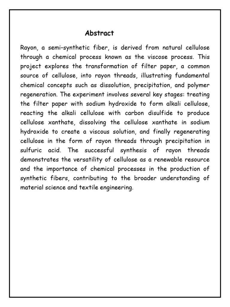 preparation of rayon thread in filter paper | PDF