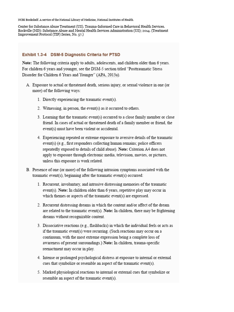 Exhibit 1.3-4, DSM-5 Diagnostic Criteria For PTSD - Trauma-Informed ...