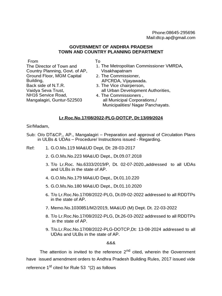 Circulation Plan Procedure Instructions DT 13-09-2024 | PDF